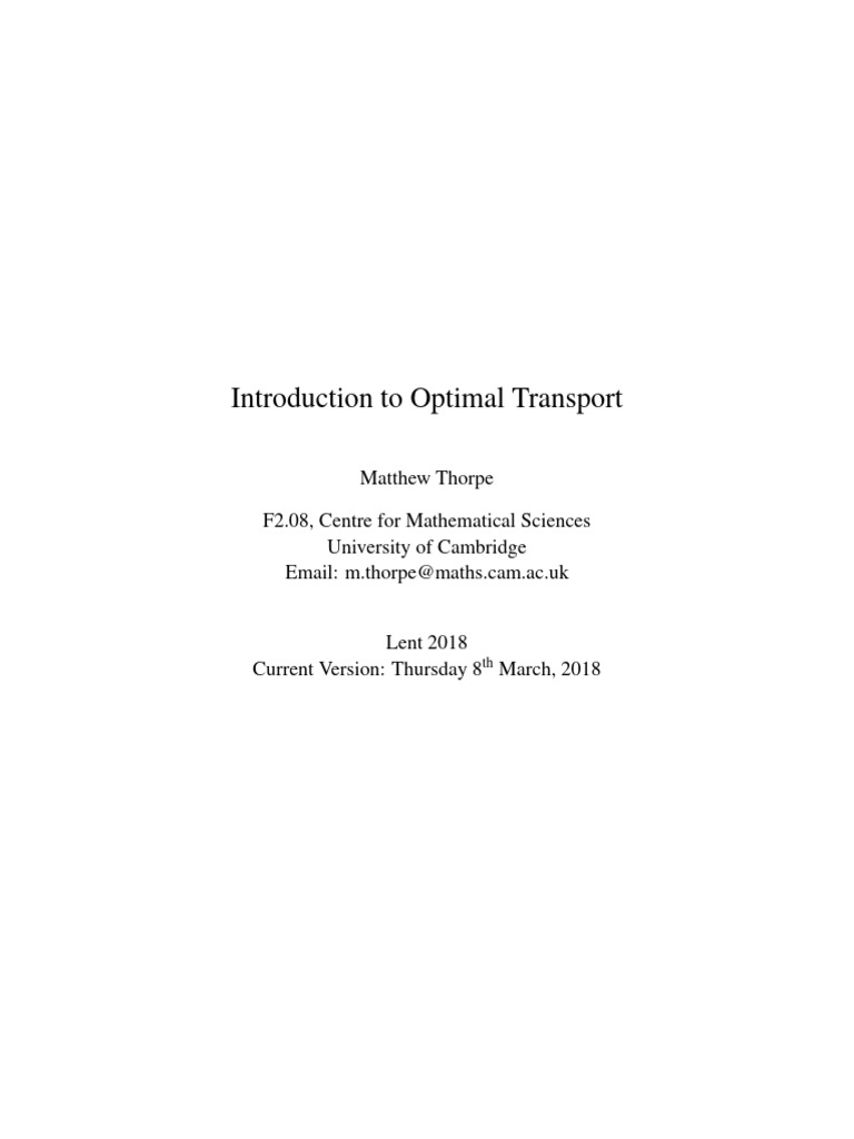 Introduction to Optimal Transport Theory | PDF | Mathematical Analysis ...