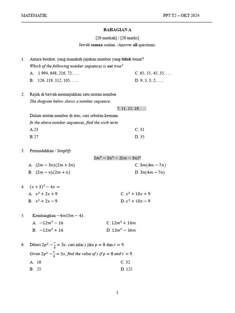 Matematik T2 2024 Pdf