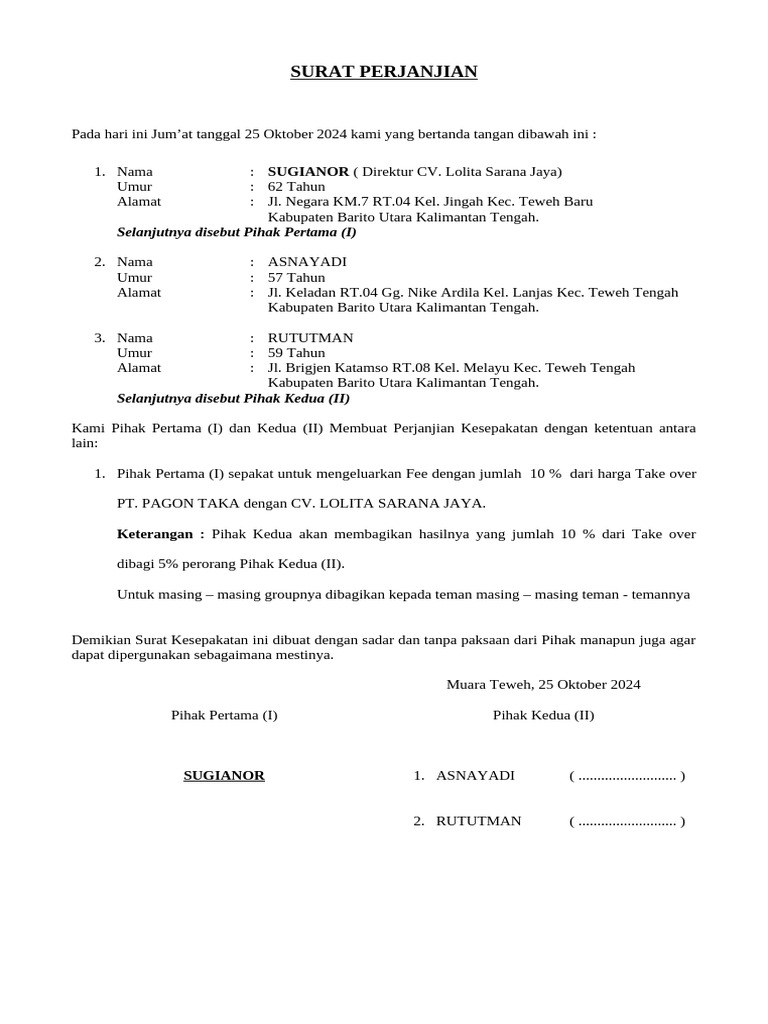 Surat Perjanjian | PDF