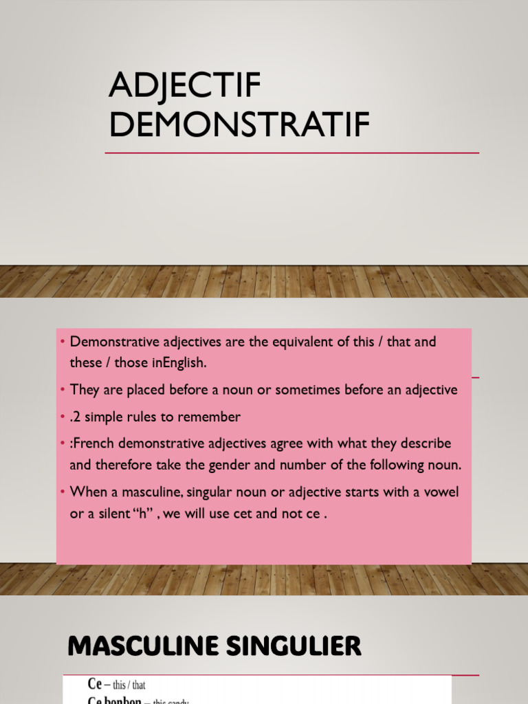 Adjectif Demonstartif | PDF