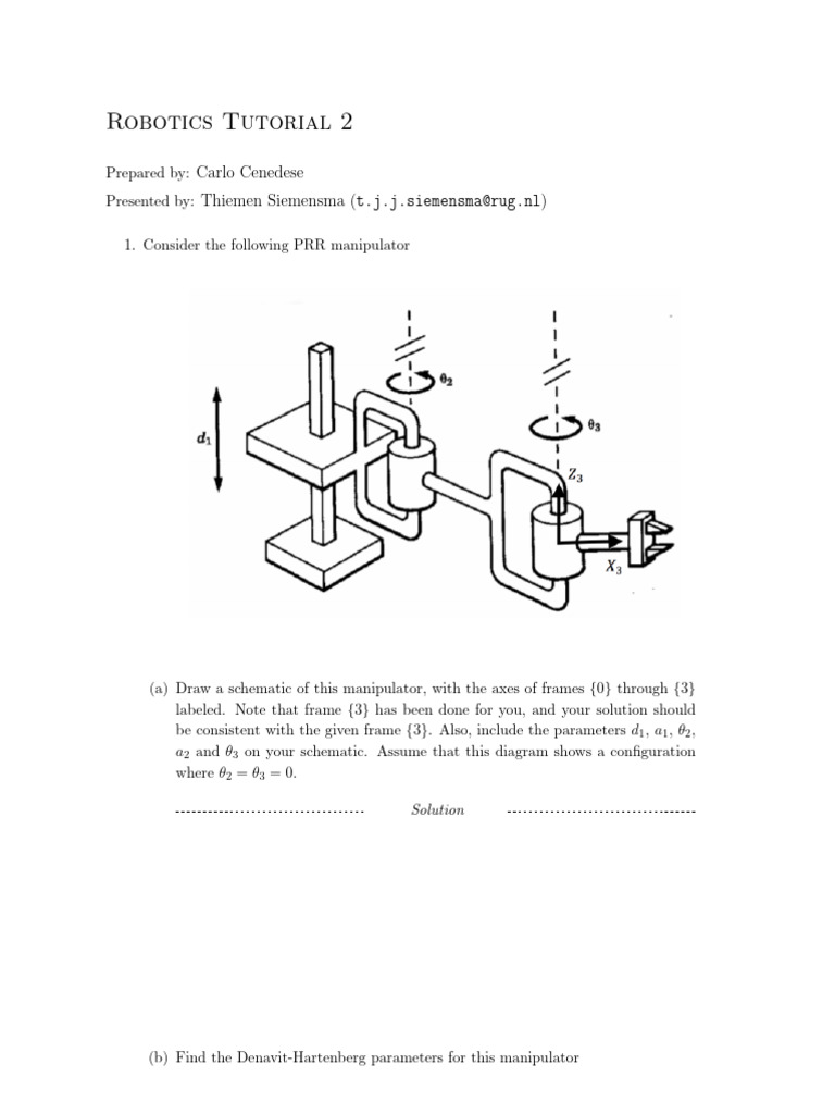 Robotics For IEM Tutorial II 2023 2024 | PDF | Mathematical Physics | Linear Algebra