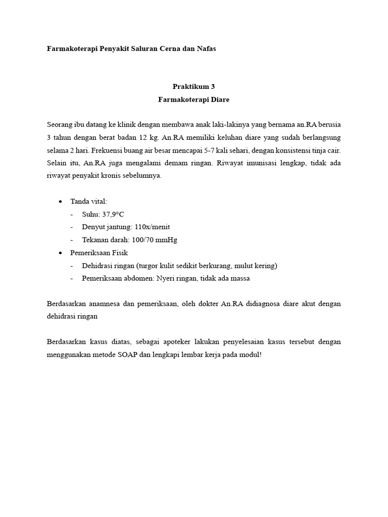 Prak. 3 - Kasus Diare | PDF