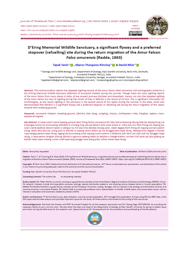 D'Ering Memorial Wildlife Sanctuary, A Significant Flyway and A ...