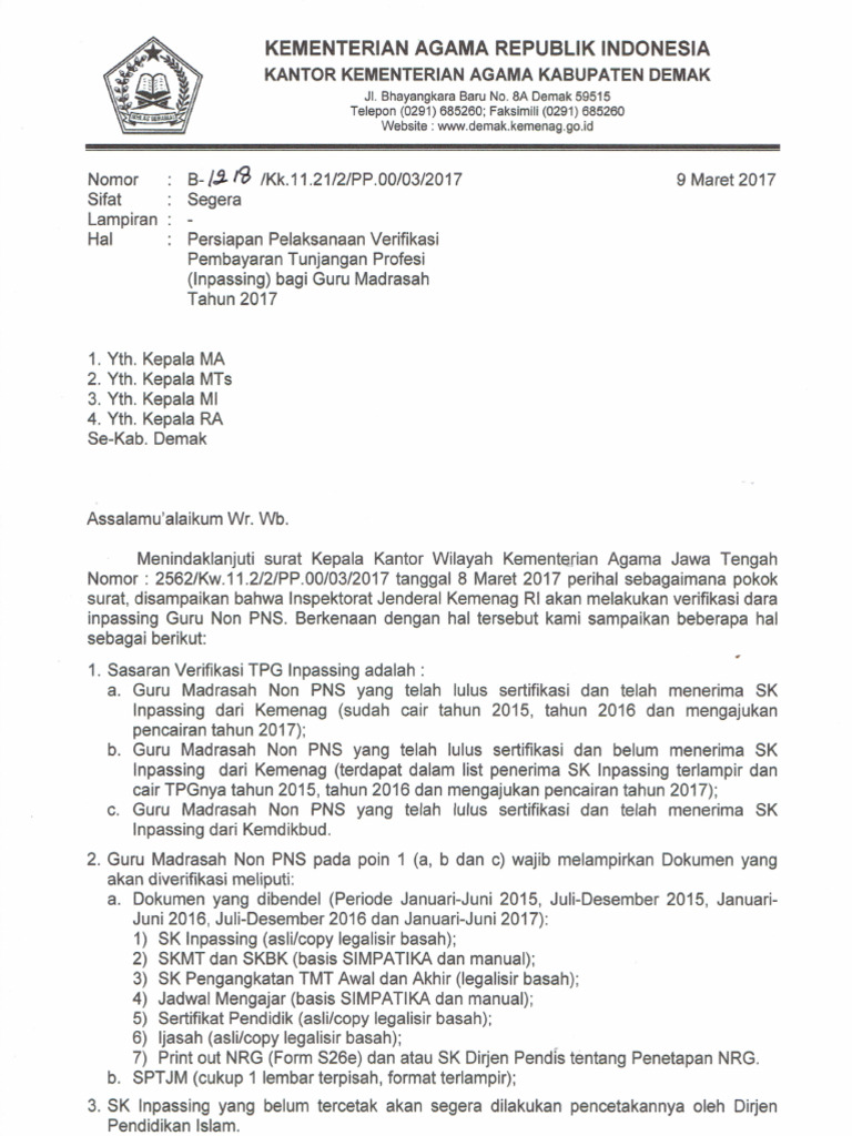 Surat Edaran Inpassing | PDF