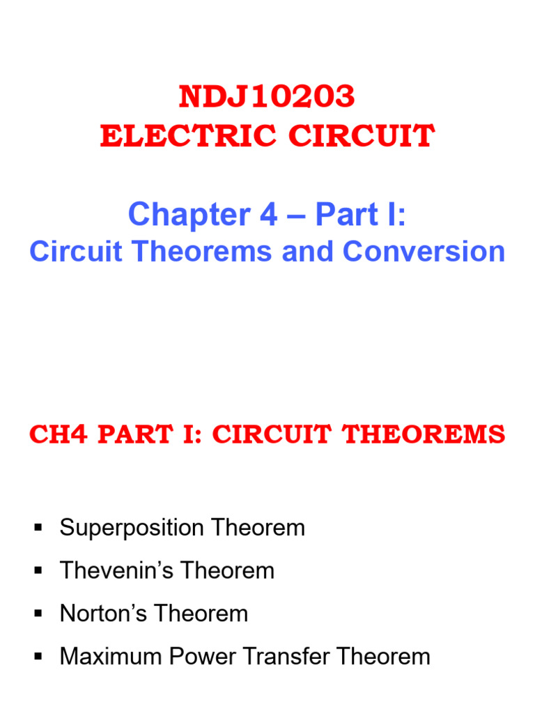 Chapter 4 - Circuit Theorems Conversion - Part I | PDF | Analog Circuits | Electrical Engineering