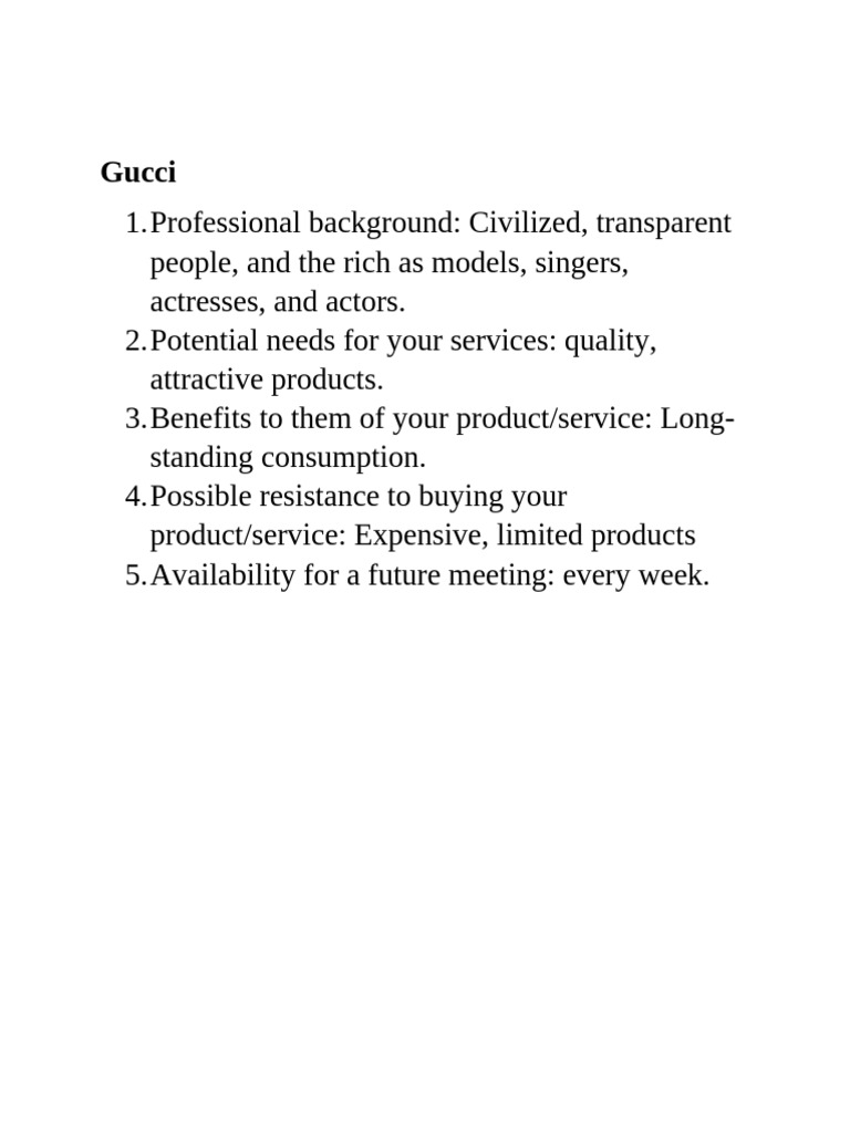 Gucci: Target Market Insights | PDF