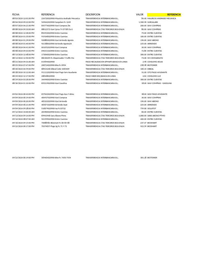 Resumen de Transferencias Bancarias | PDF