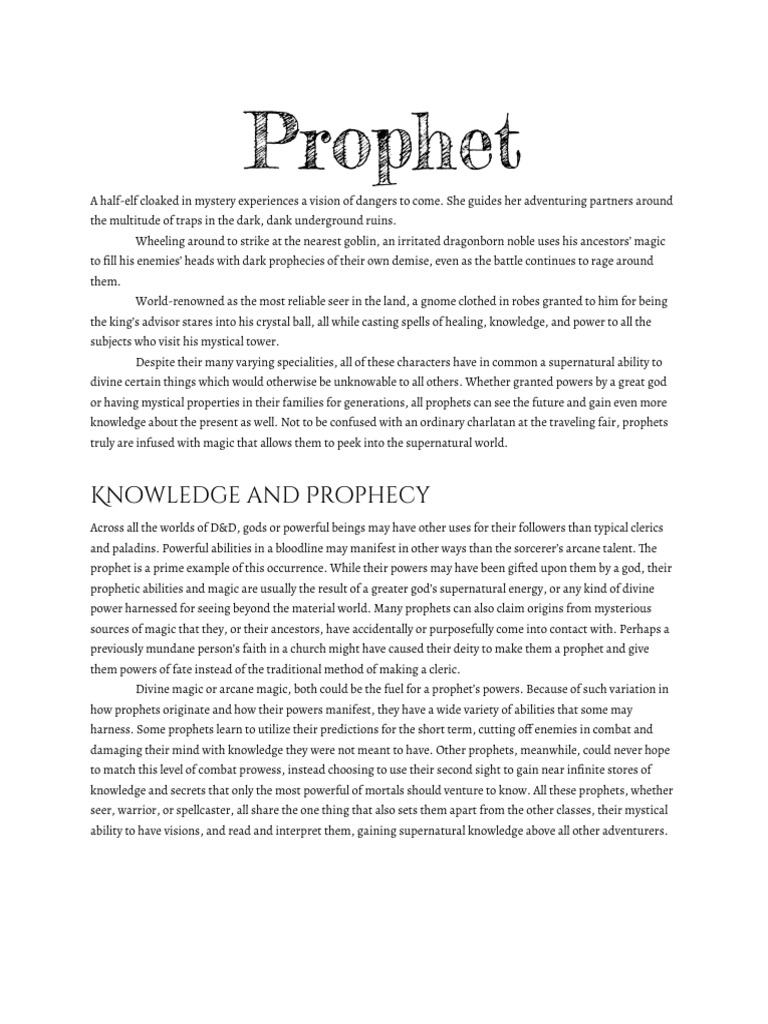 DND Prophet class | PDF | Prophet | Supernatural