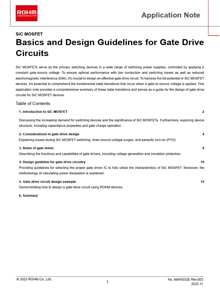 SiC MOSFET Gate Drive Design Guide | PDF | Mosfet | Field Effect Transistor