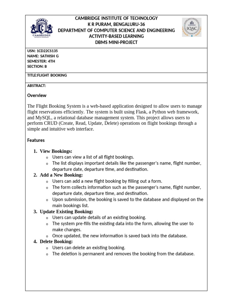 Dbms Miniproject | PDF