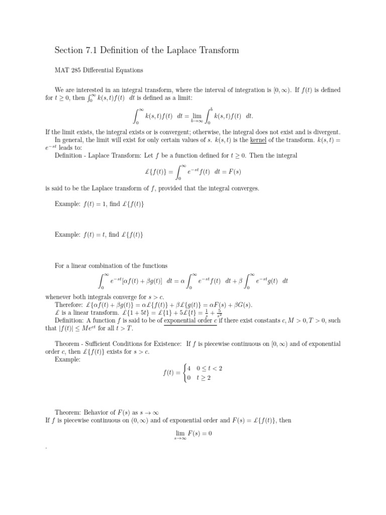 Understanding the Laplace Transform | PDF