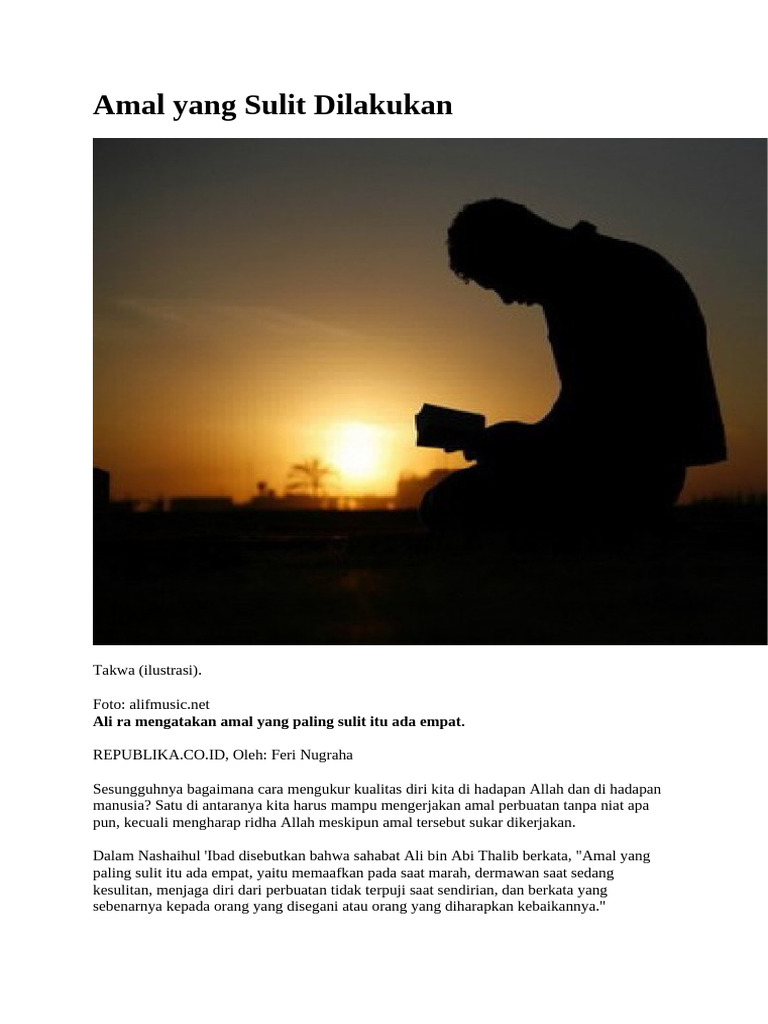 Amal Yang Sulit Dilakukan | PDF | Agama & Spiritualitas