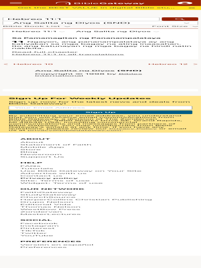 Hebreo 111 SND - Sa Pamamagitan NG Pananampalataya - Bible Gateway ...