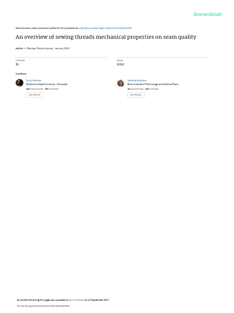 Sumit Mandal | PDF | Yarn | Strength Of Materials