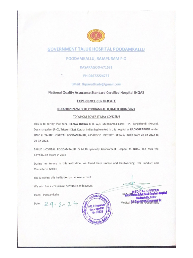 Government Taluk Hospital Poodamkallu | PDF