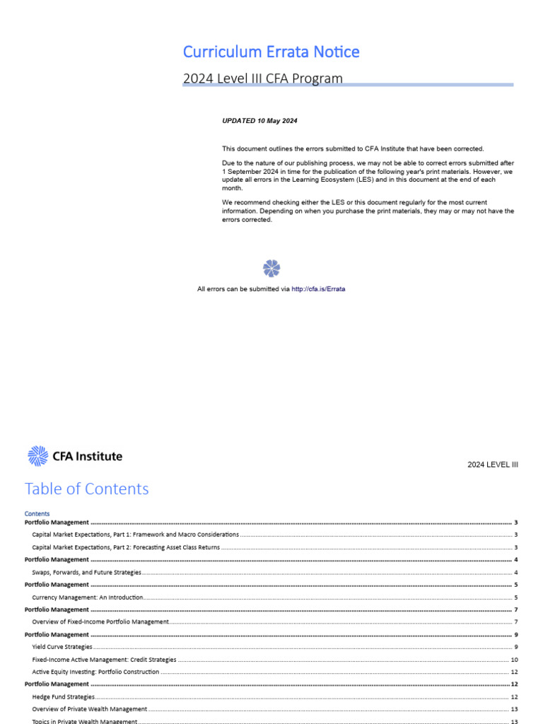 2024 Cfa Level III Errata | PDF | Bonds (Finance) | Swap (Finance)