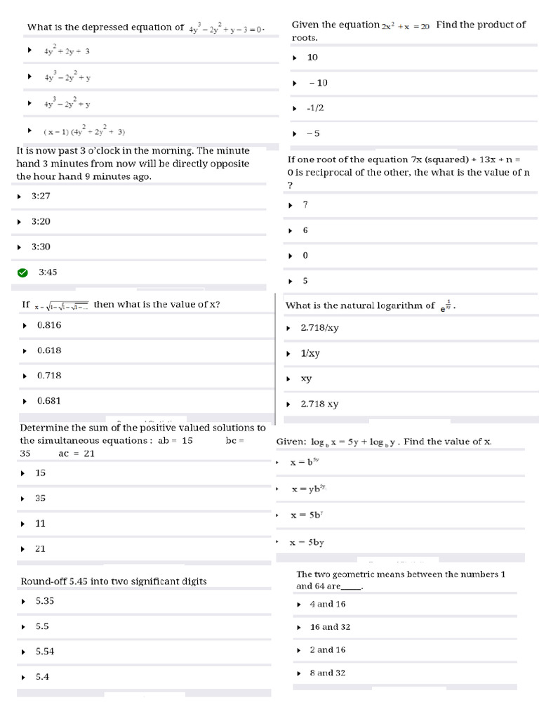 1st weekly exam FEB 2022 problems | PDF