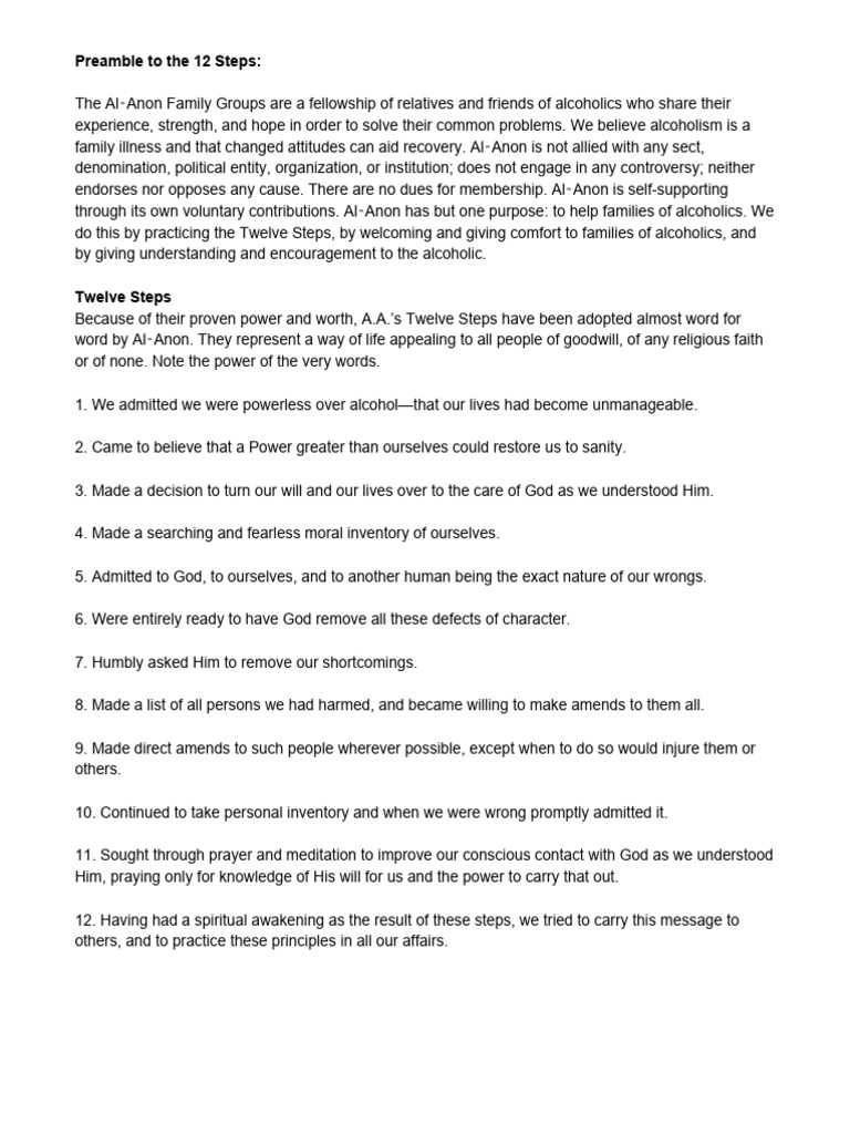 Al-Anon 12 Steps & Traditions Guide | PDF | Alcoholics Anonymous ...