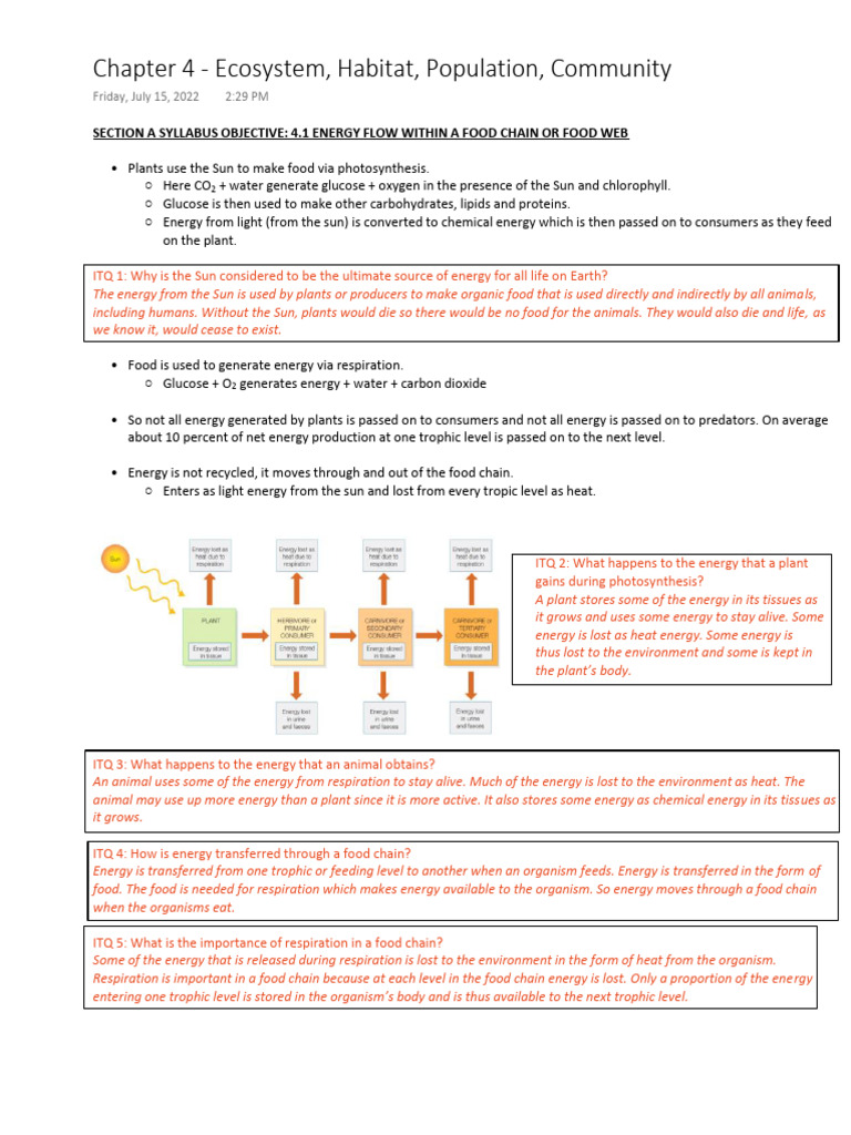 Chapter 4 - Ecosystem, Habitat, Population, Community | PDF | Food Web ...