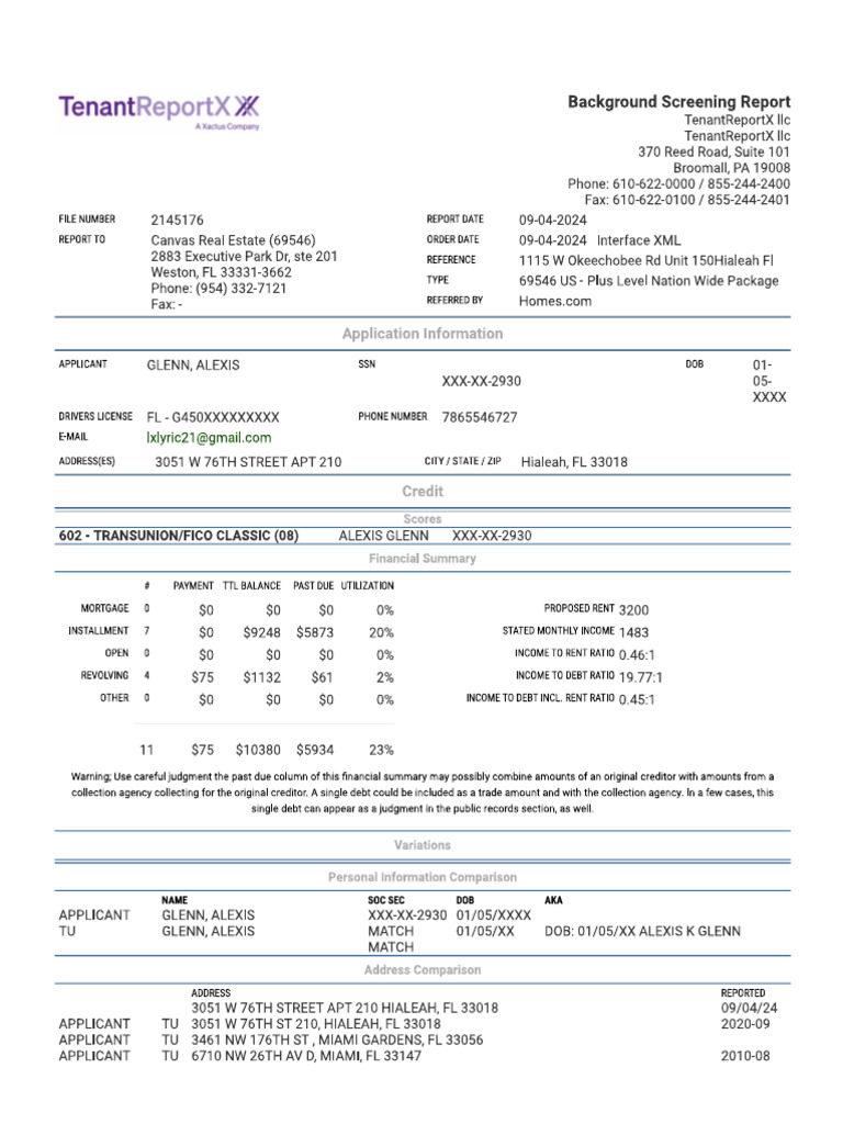 Credit Report & Background Check | PDF