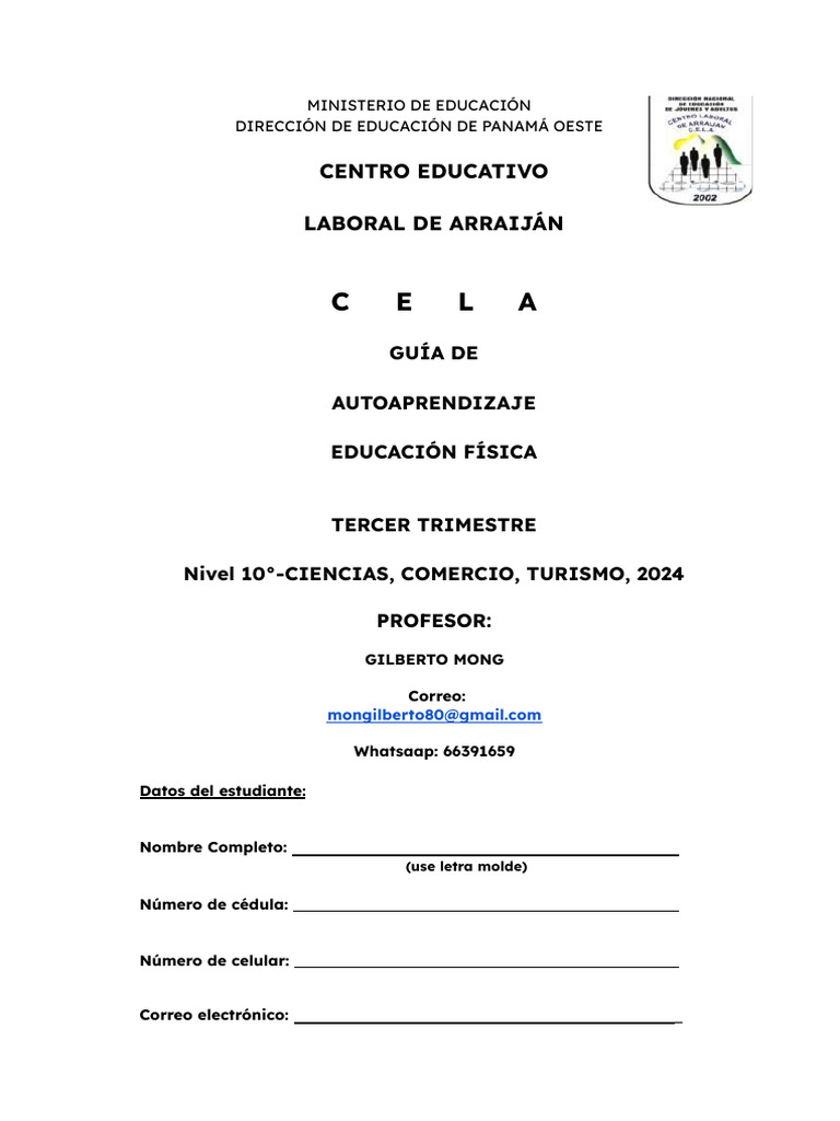 10° MÓDULO DE Educación Física Salud Integral CELA 2024-1 | PDF | Ejercicio aerobico ...