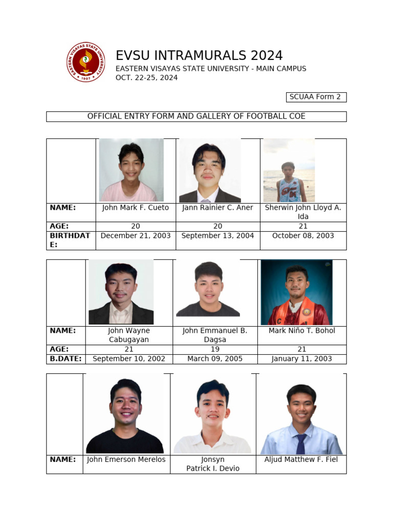Evsu Form | PDF | Sports & Recreation