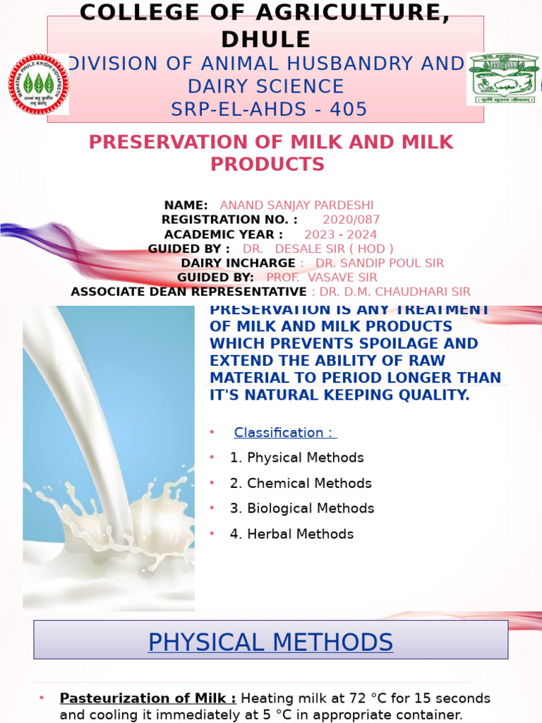 Milk Preservation Techniques Overview | PDF | Food Preservation | Milk