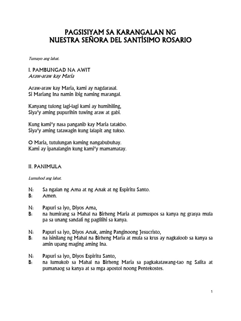 PAGSISIYAM SA NS DE SSMO ROSARIO, Revised 2023 | PDF