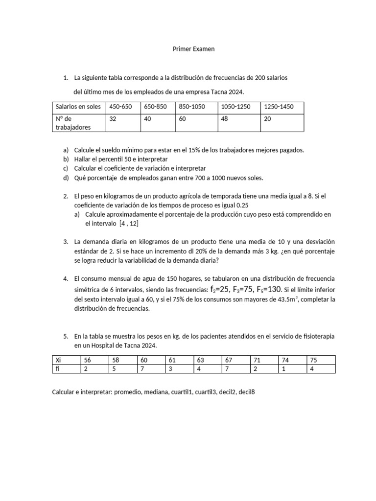 Primer Examen 2024-II ESBI | PDF