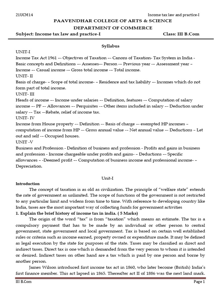 Income Notes - I | PDF | Taxes | Salary
