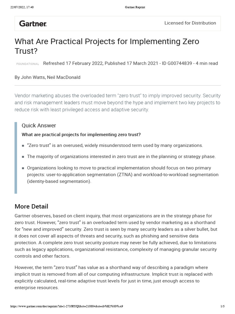 What Are Practical Projects For Implementing Zero Trust | PDF | Cloud Computing | Computing