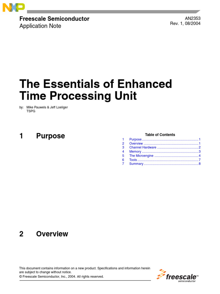 AN2353 etpu essentials | PDF | Microcontroller | Central Processing Unit