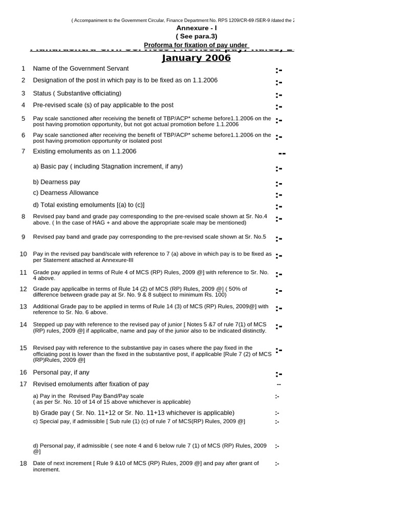 Maharashtra Pay Fixation Proforma | PDF | Taxes | Government Finances