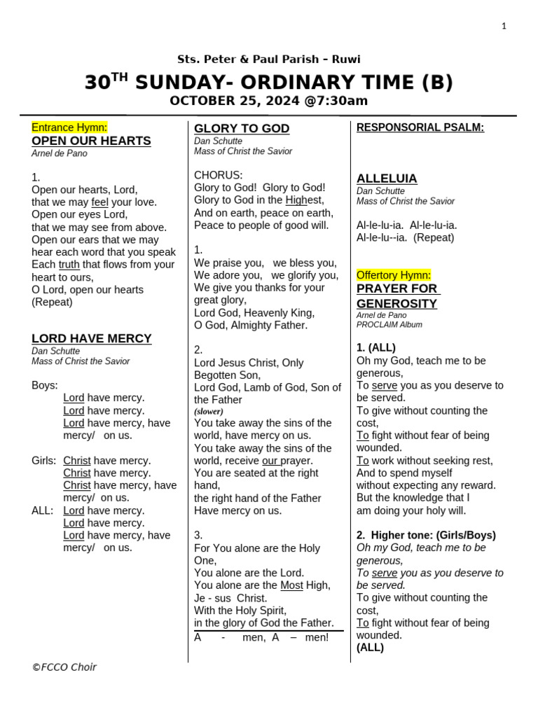 OCT25 - 30th OT | PDF | Glory (Religion) | Mercy