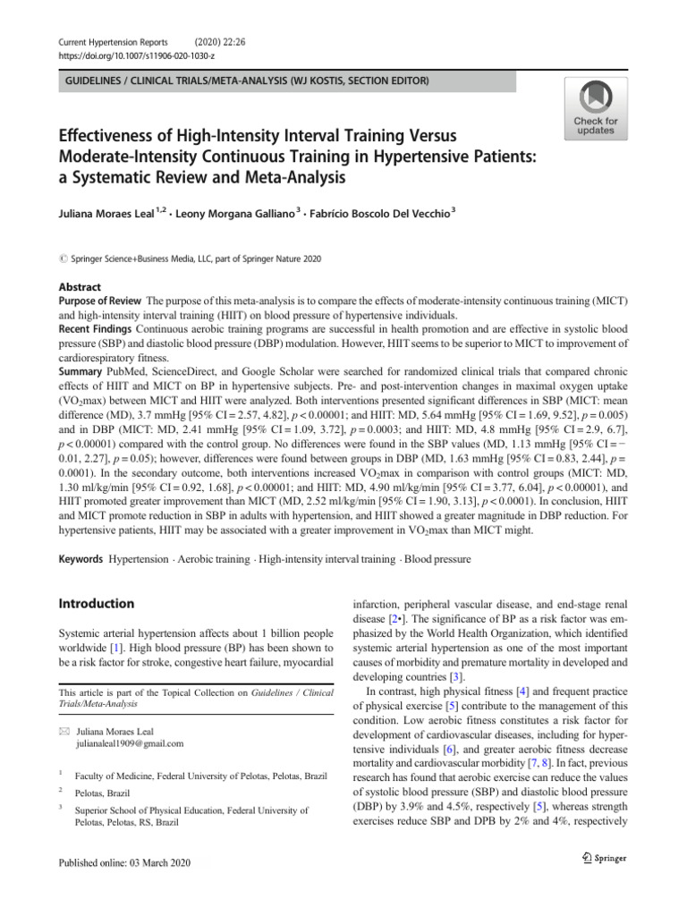 HIIT and HTA | PDF | Blood Pressure | High Intensity Interval Training