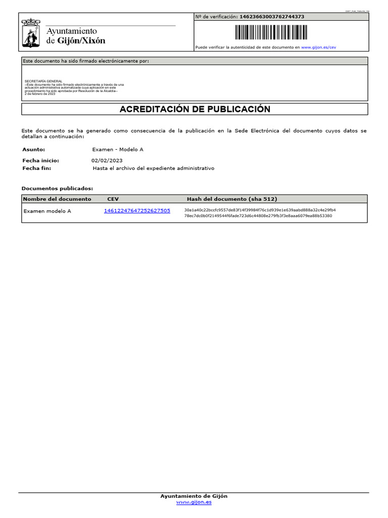 Cert Pub Tablon Ini | PDF