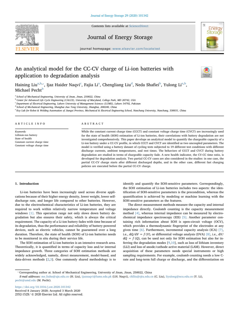 Liu 2020 | PDF | Lithium Ion Battery | Electricity