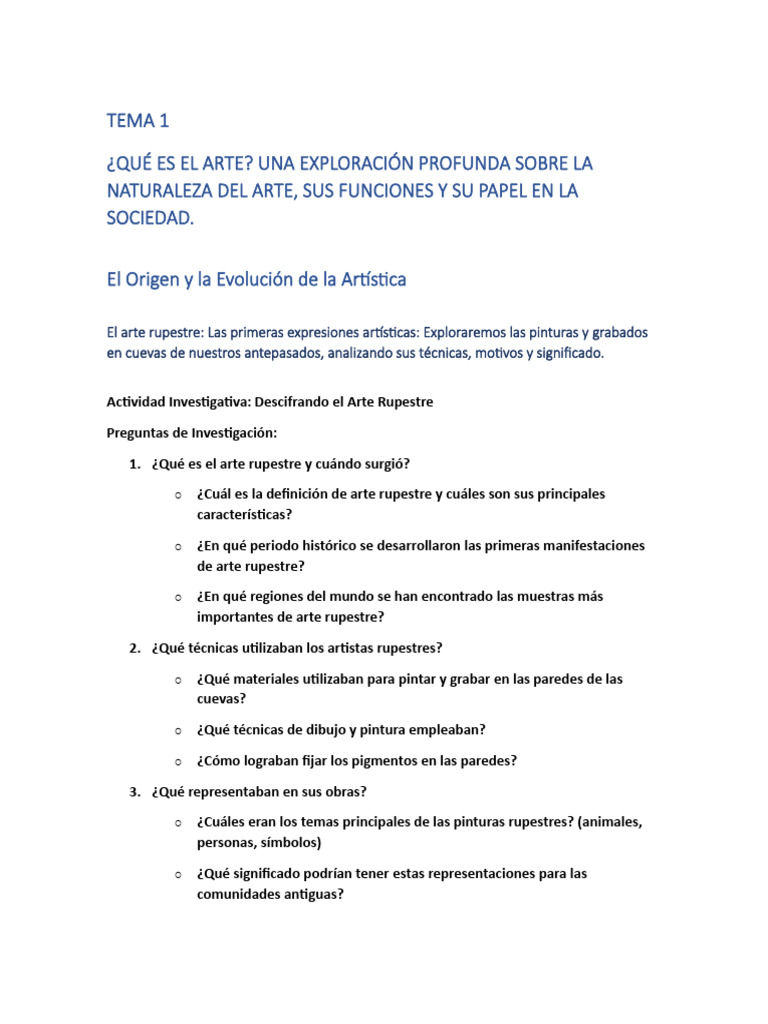 TEMA 1-11mo - QUE ES EL ARTE | PDF | Arte roquero | Pinturas