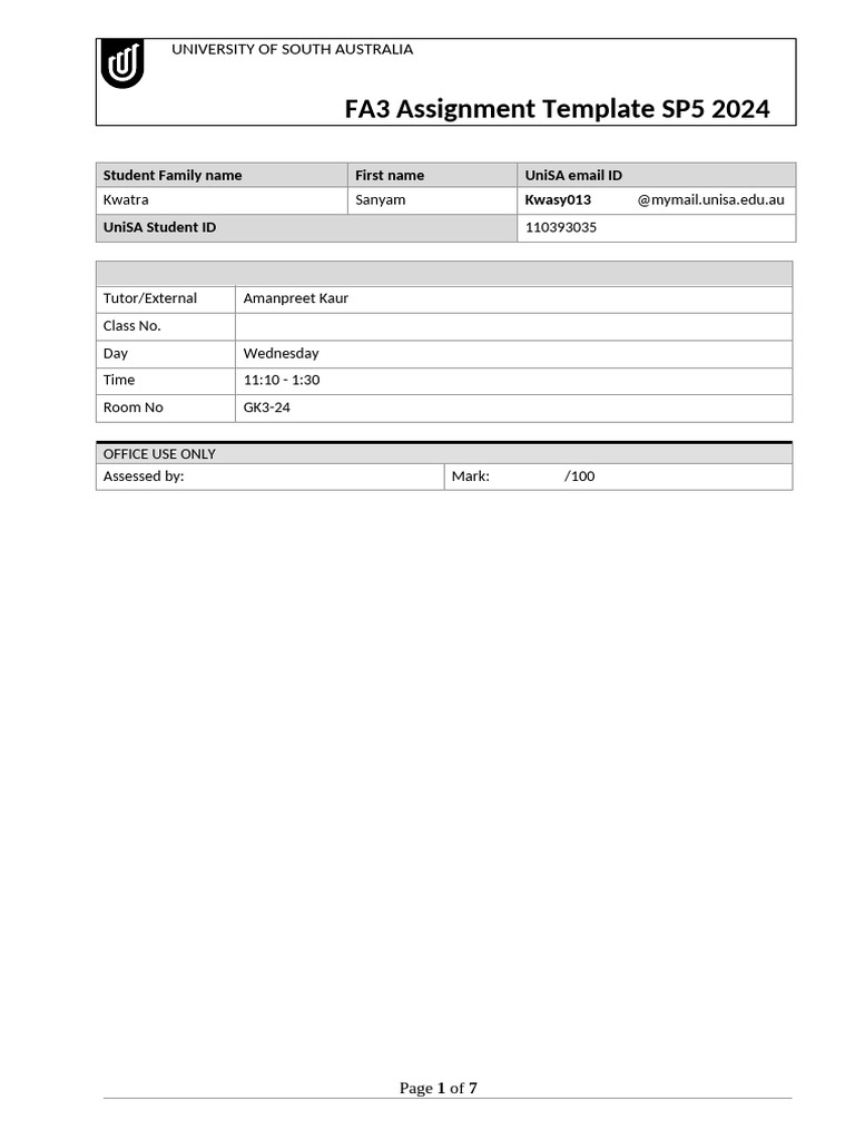 FA3 Assignment Template SP5 2024 | PDF | International Financial ...