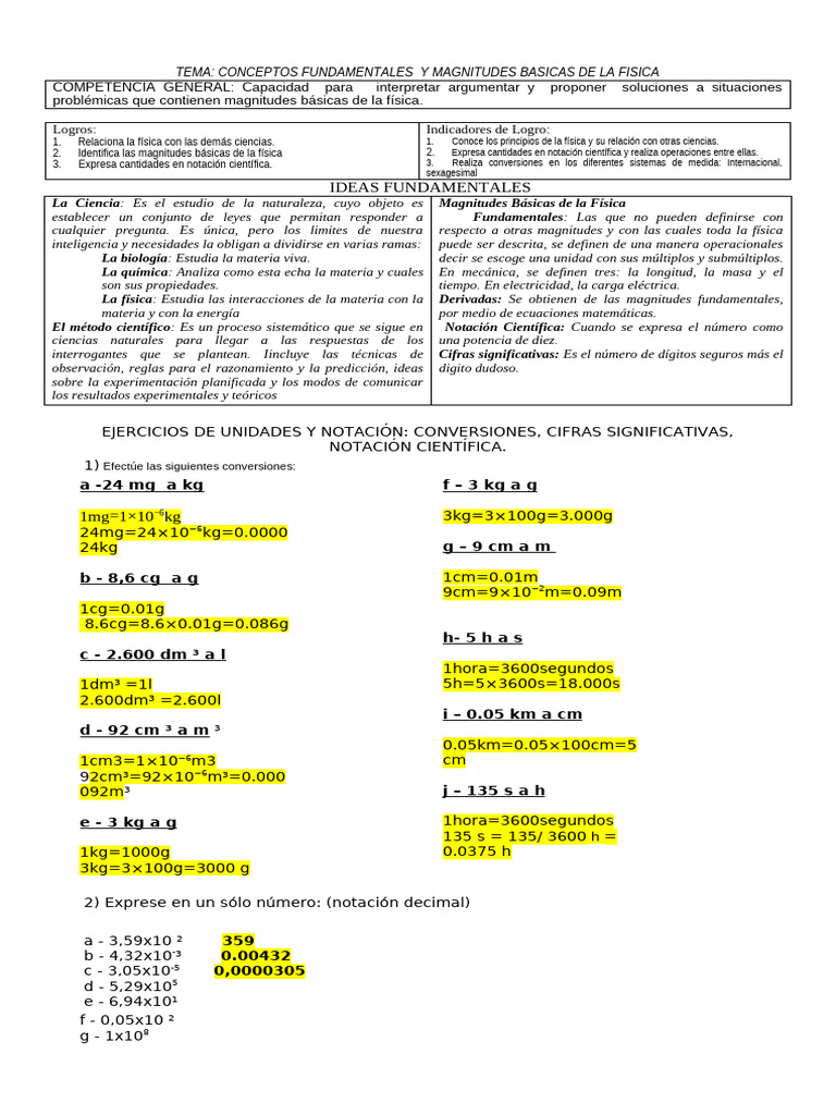 Magnitudes Basicas de La Fisica y Notacion Ci | PDF | Física | Importar