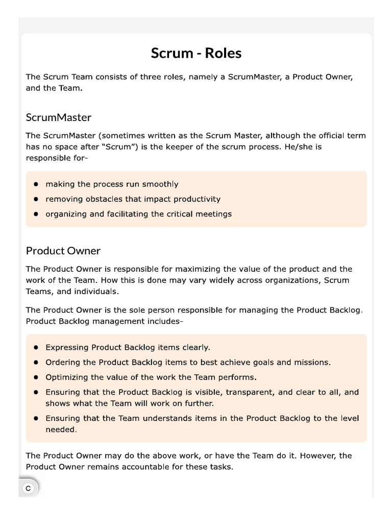 Scrum Role | PDF