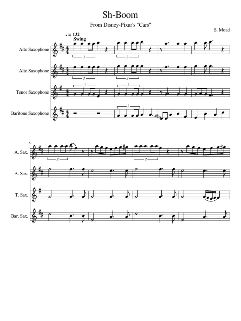 Sh-Boom Saxophone Sheet Music | PDF | American Styles Of Music | Jazz