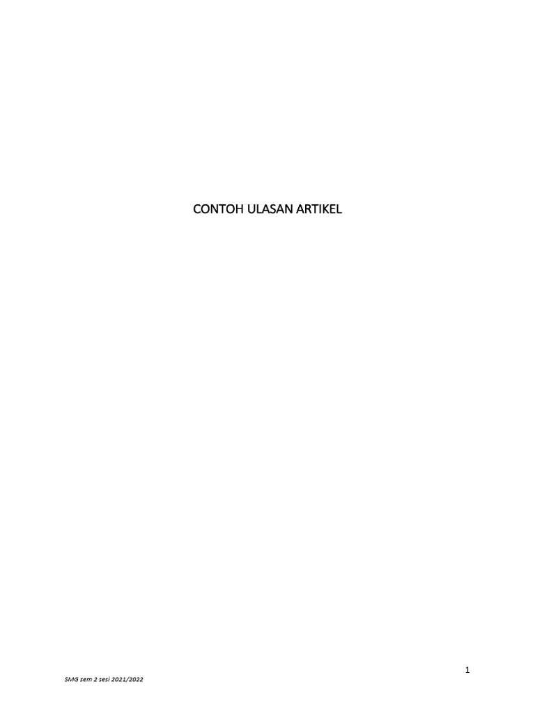 Contoh Ulasan Artikel | PDF