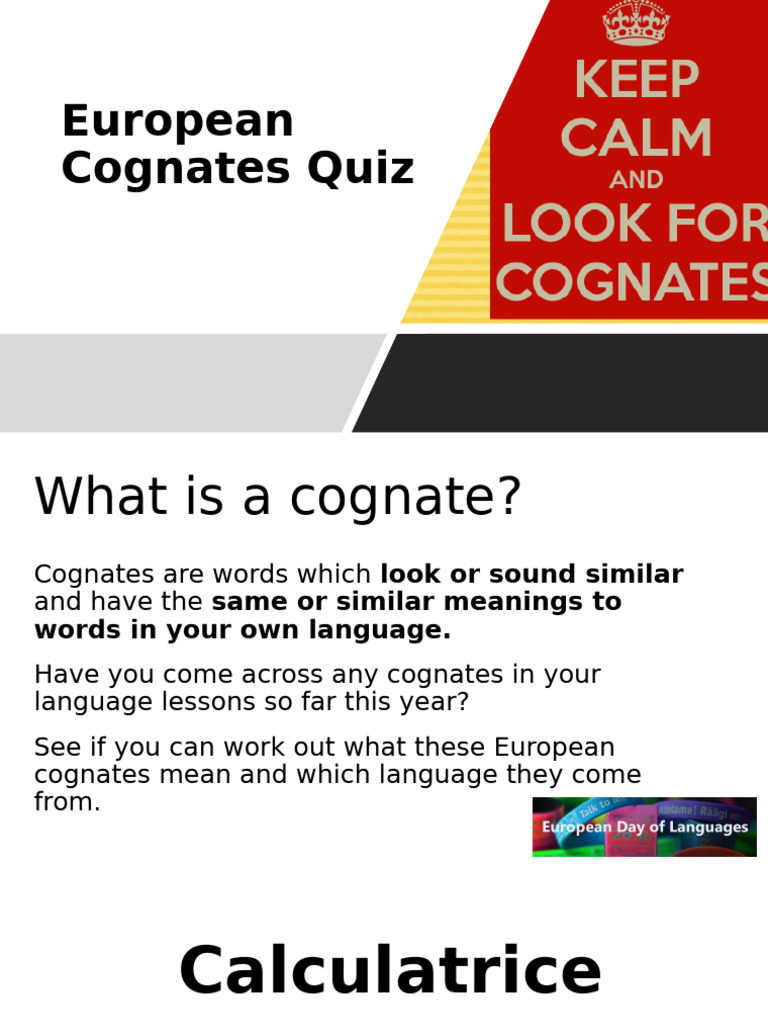 Cognates Quiz European Day of Languages | PDF