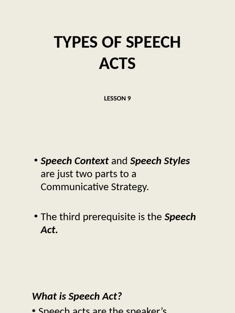 Lesson 9 Types of Speech Act | PDF