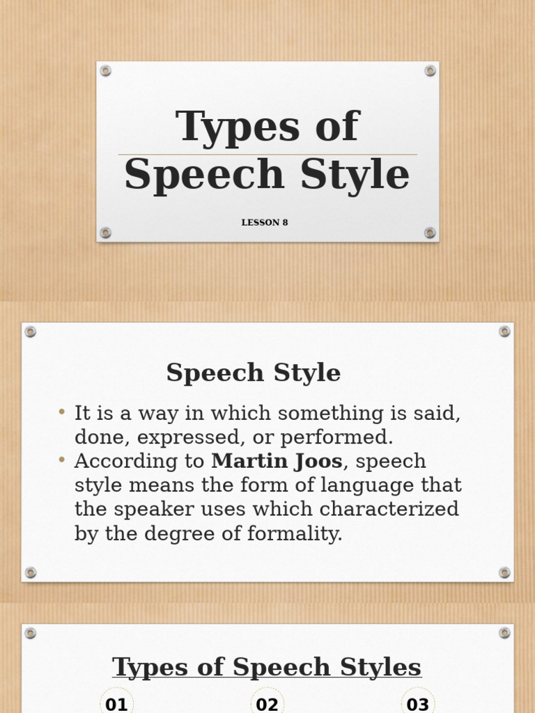 Lesson 8 Types of Speech Styles 2nd Quarter | PDF | Career & Growth | Foreign Language Studies