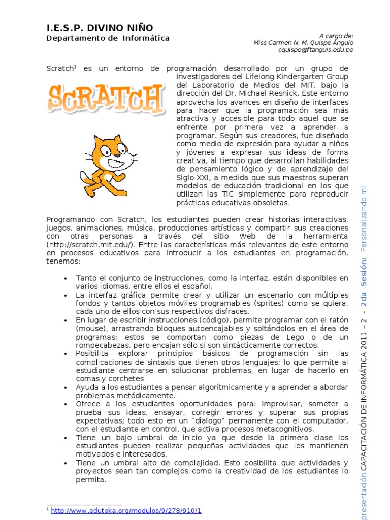 SCRATCH - 1ra Separata | PDF | Scratch (lenguaje de programación) | Programación de computadoras