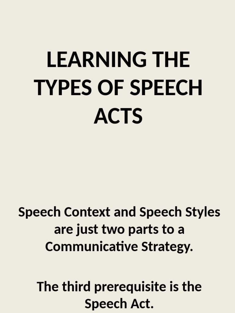 Learning The Types of Speech Acts | PDF | Self-Improvement