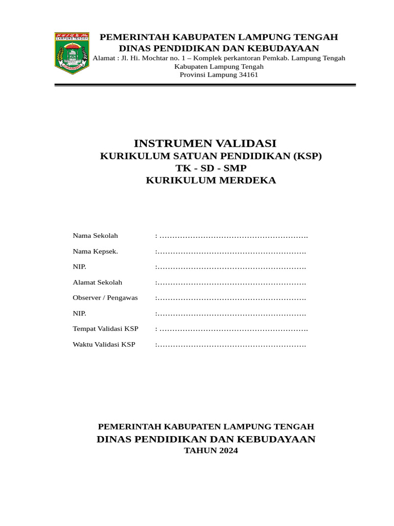 Instrumen Validasi KSP - 2024 | PDF | Karier & Perkembangan