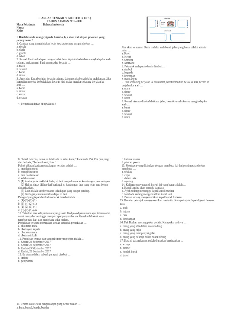 Soal Uts B.indo Kelas 4 | PDF